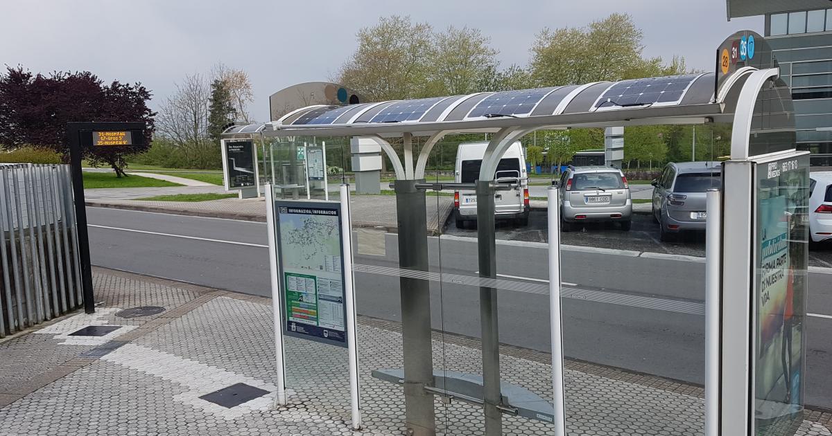 San Sebastian with solar-powered info panels at bus stops