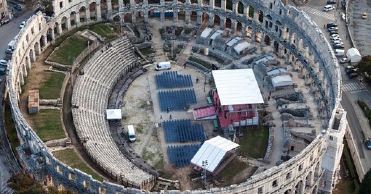 A football match will be played for the first time inside Pula Arena